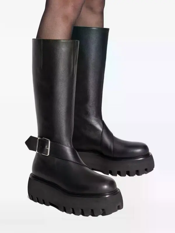 Alexander McQueen Buckle Platform Biker Boots