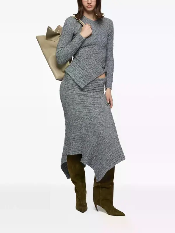 Attico Cable-knit Midi Skirt
