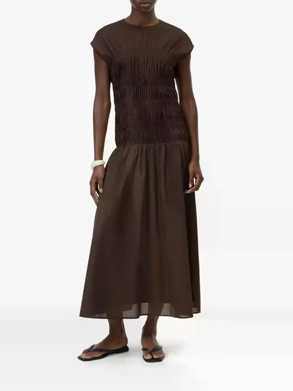 Closed Shirred Midi Dress