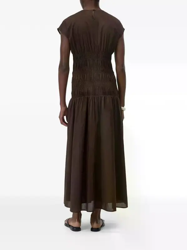 Closed Shirred Midi Dress