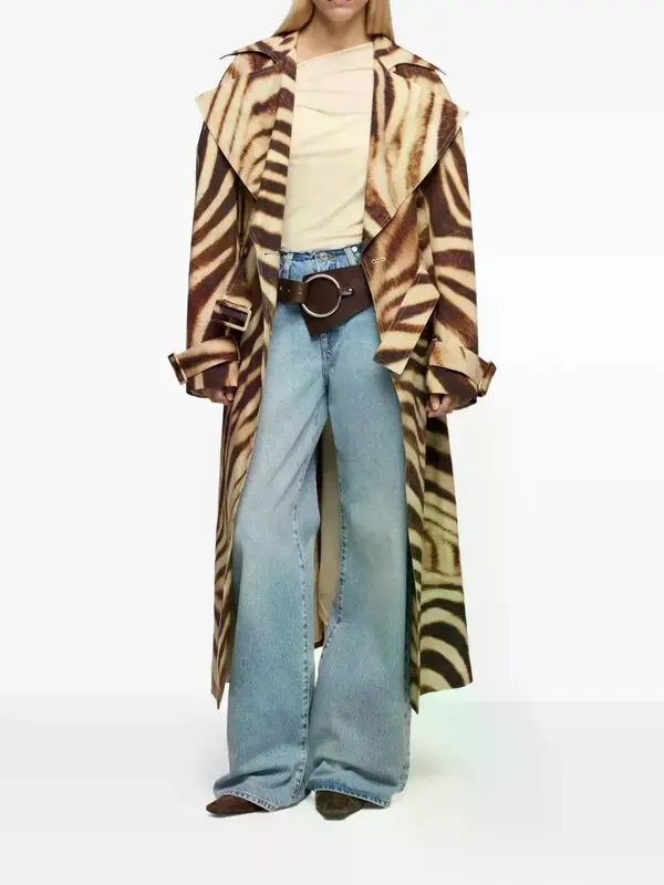 7 For All Mankind Zebra-pattern Trench Coat