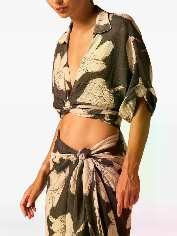 JBQ Floral Tie Top - Grey