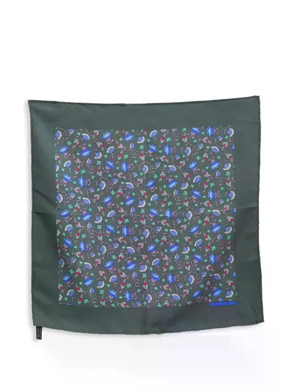 Hermès 1990s Gavroche Floral-print Silk Scarf - Green