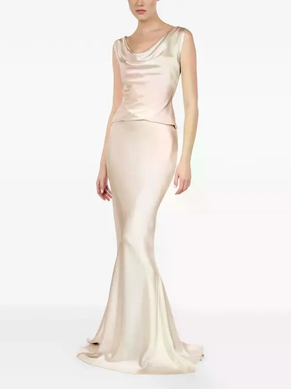 ALEXIA & ANTONIA Bias-cut Flared-hem Maxi Skirt