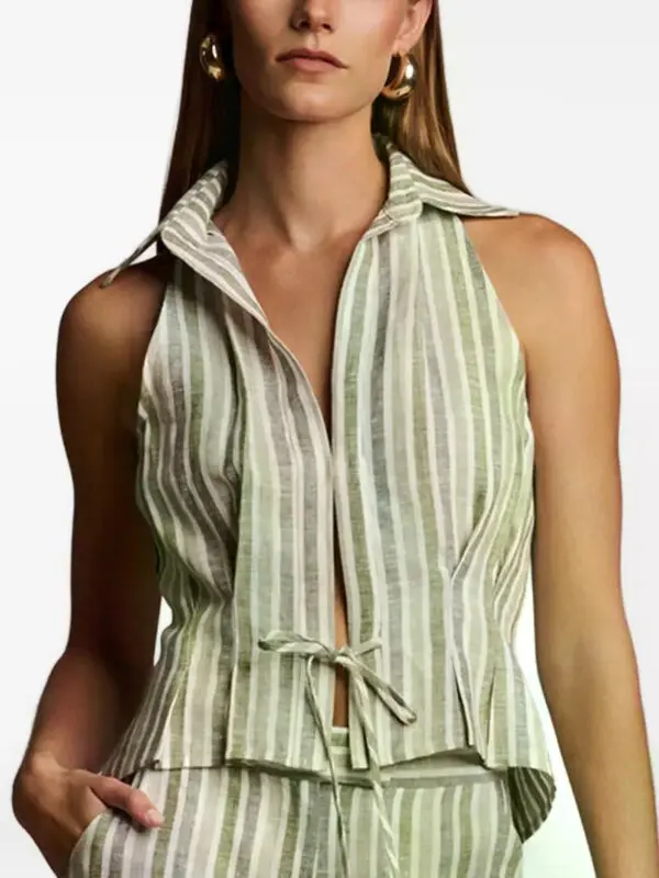 HEVRON Striped Halterneck Top With Collar