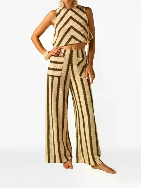 JBQ Striped Palazzo Pants - Neutrals