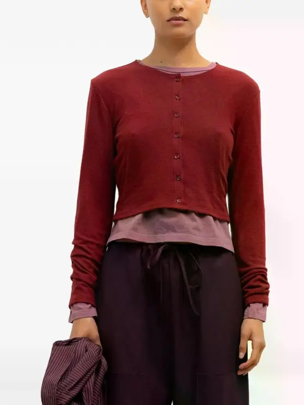 LESET Lauren Buttoned Long-sleeved Cardigan - Red