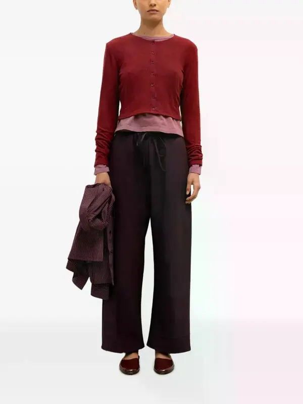 LESET Lauren Buttoned Long-sleeved Cardigan - Red