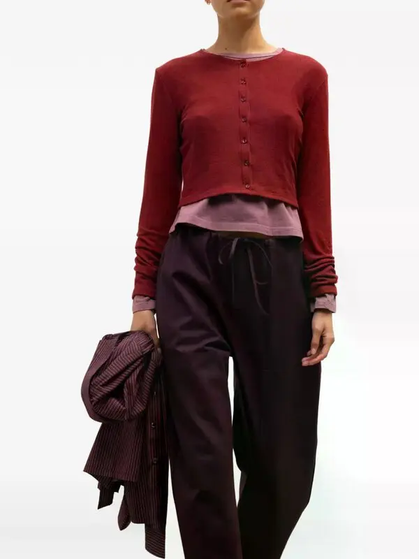 LESET Lauren Buttoned Long-sleeved Cardigan - Red