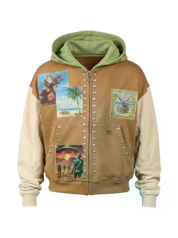 DUAA Studded Patchwork Hoodie