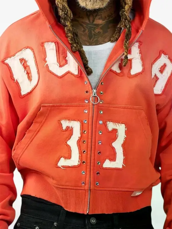 DUAA Distressed Crystal Embellished Hoodie