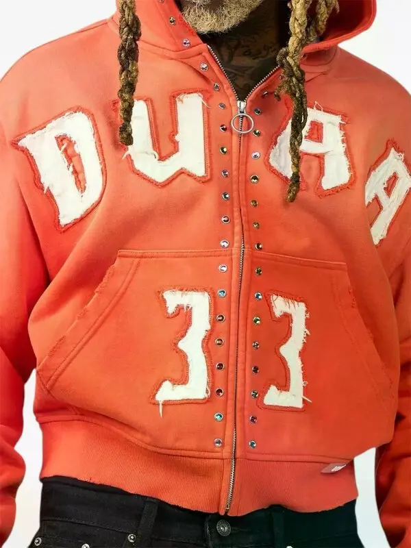 DUAA Distressed Crystal Embellished Hoodie