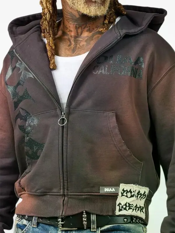 DUAA Graphic Print Zip Hoodie