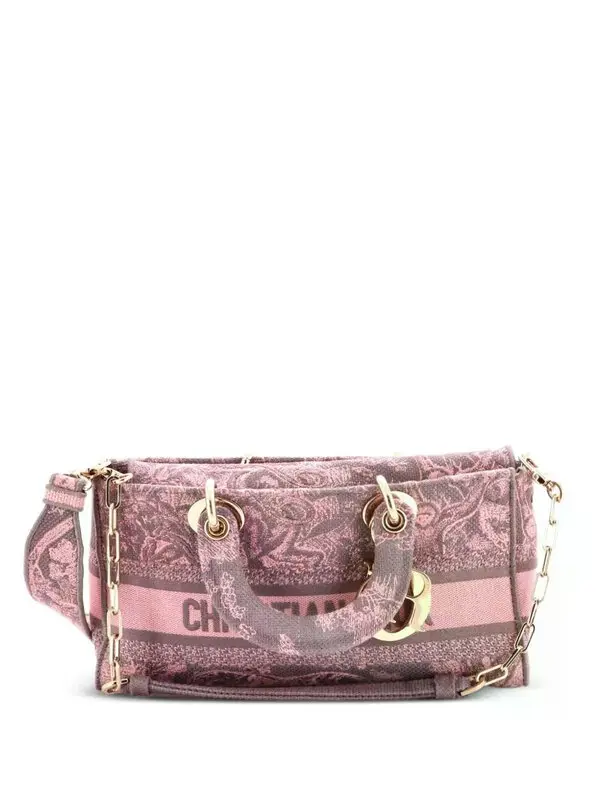 Dior Lady D-joy Embroidered Canvas Medium Satchel - Grey