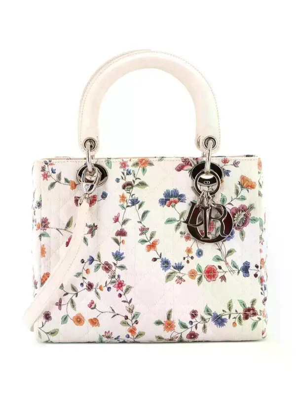Dior Lady Medium Satchel Floral Printed Canvas - Multicolour