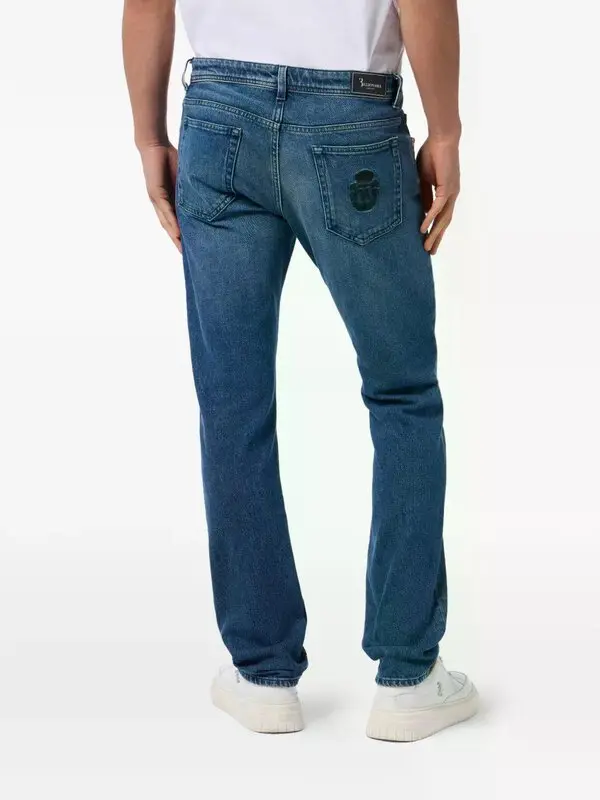 BILLIONAIRE Straight Jeans With Leather Details