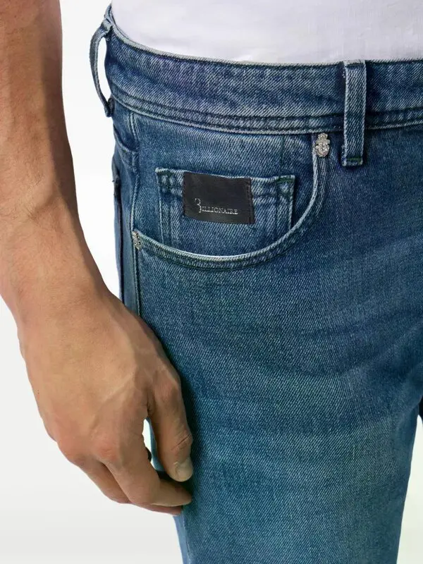 BILLIONAIRE Straight Jeans With Leather Details