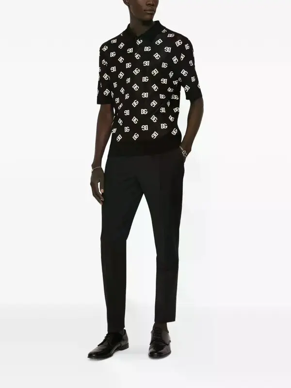 Dolce & Gabbana Stretch Cotton Pants With Dg Embroidery