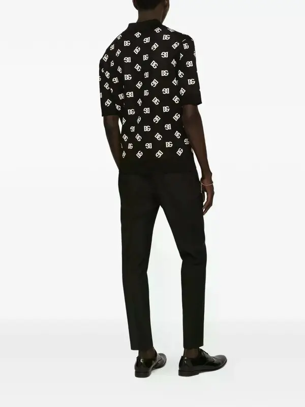 Dolce & Gabbana Stretch Cotton Pants With Dg Embroidery