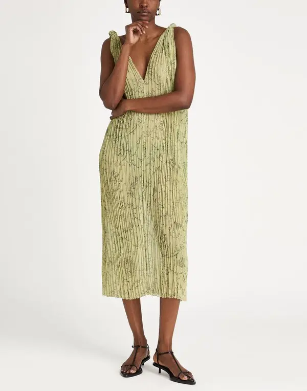green floral pleated midi dress Maeve Pleated Midi Dress: Floral Midi Dress, Sundress, Plisse Dress, Blue  Midi, Green Midi, Summer Dress