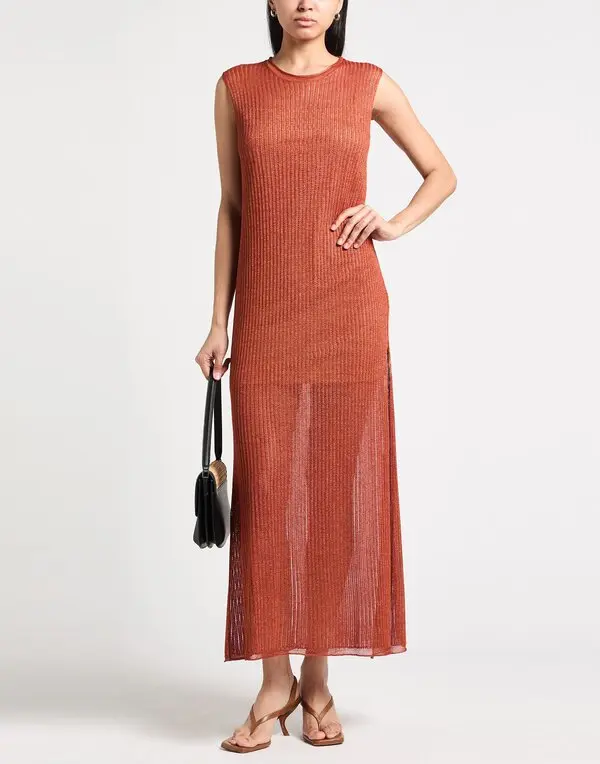 FISICO Crochet Knit Maxi Dress - Rust