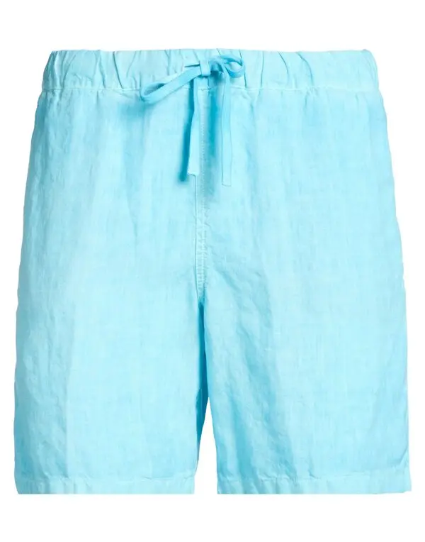 120% Lino Linen Bermuda Shorts - Blue