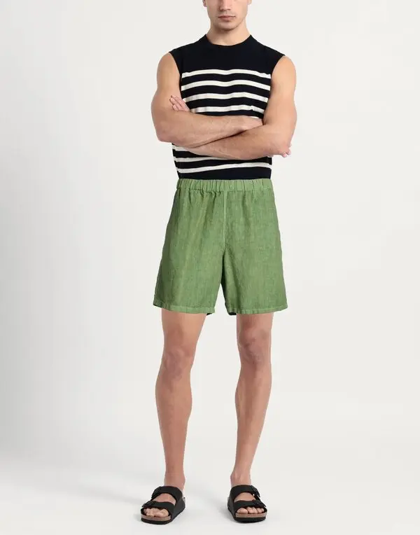 120% Lino Linen Bermuda Shorts - Green