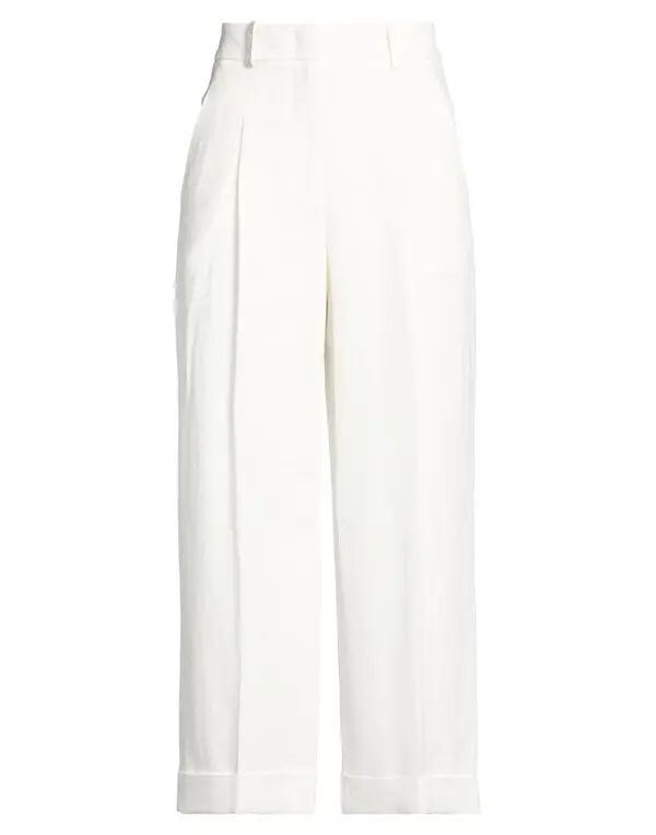 Peserico Viscose Linen Straight-leg Pants - White