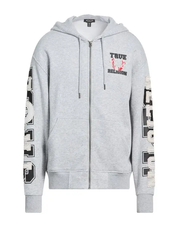 True Religion Cotton & Polyester Zip-up Hoodie With Graphic Detail - Grey
