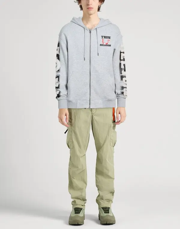 True Religion Cotton & Polyester Zip-up Hoodie With Graphic Detail - Grey