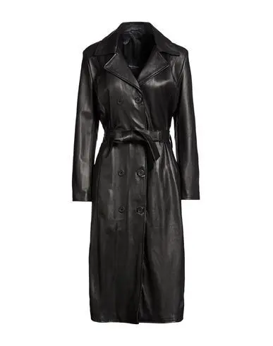 STREET LEATHERS Chocolate Leather Trench Coat - Black
