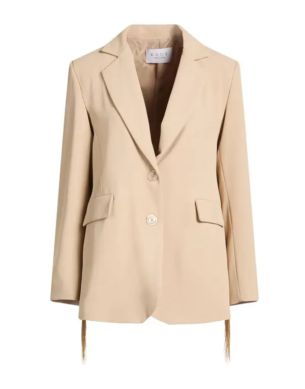 KAOS Single-breasted Blazer With Fringes - Beige