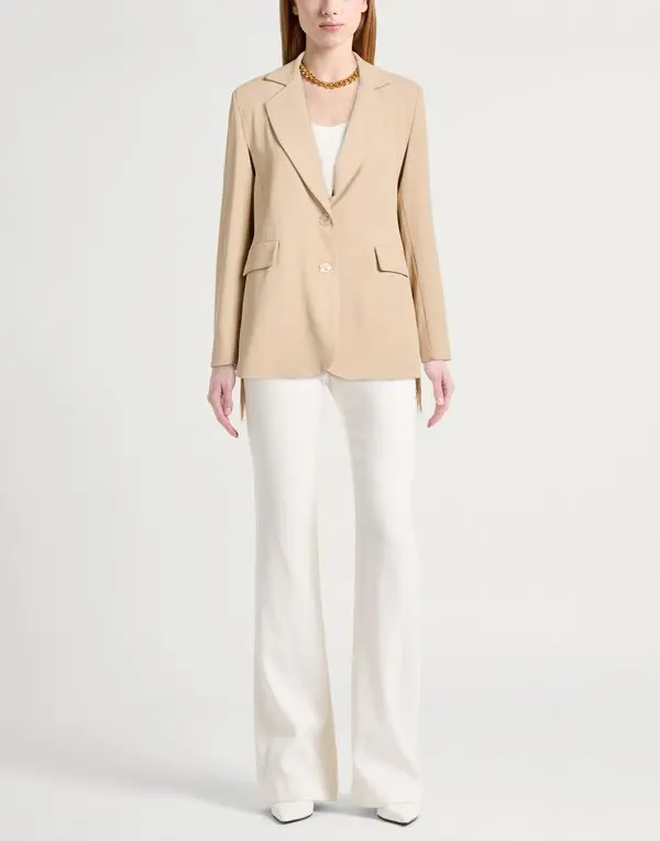 KAOS Single-breasted Blazer With Fringes - Beige
