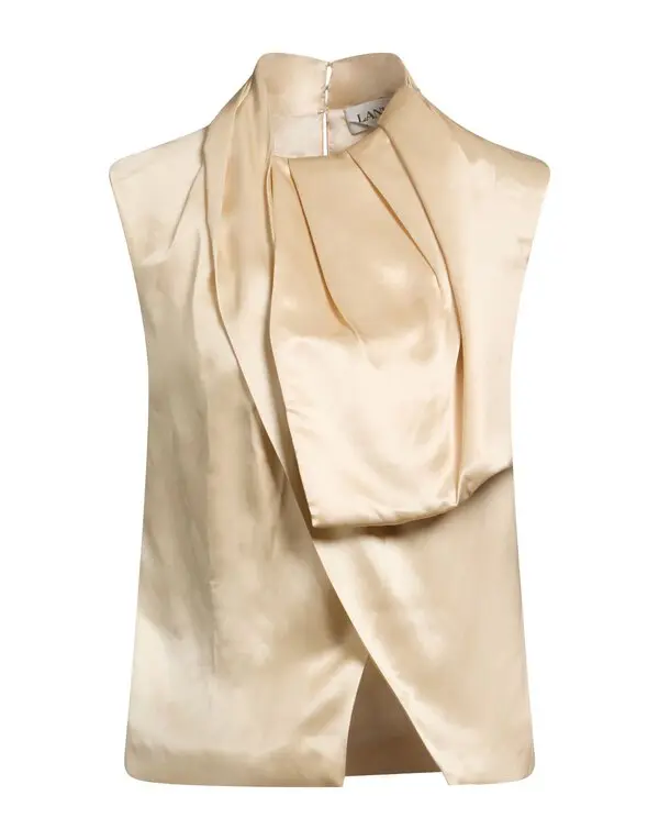 LANVIN Sleeveless Satin Top With Draped Detail