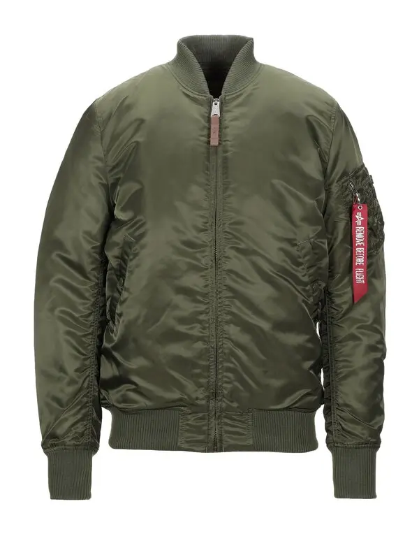 Alpha Industries Jacket With Leather Trims - Green