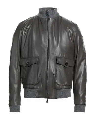 BERNA Leather Bomber Jacket - Taupe