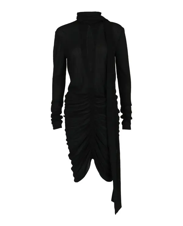 Alexander McQueen Ruched Scarf Stretchcrepe Dress - Black