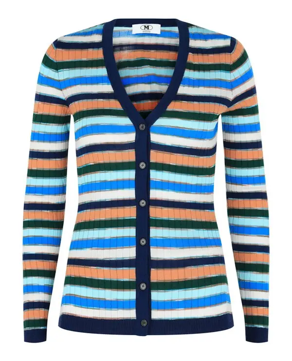Givenchy Fitted Striped Cardigan - Green Blue White Beige Space Dyed Strpes