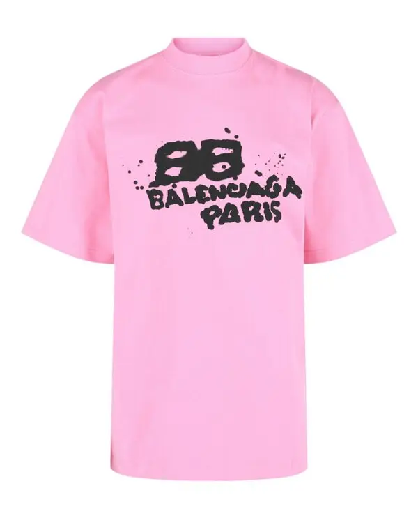 SLOWEAR Hand Drawn Bb Icon T-shirt - Pink Black