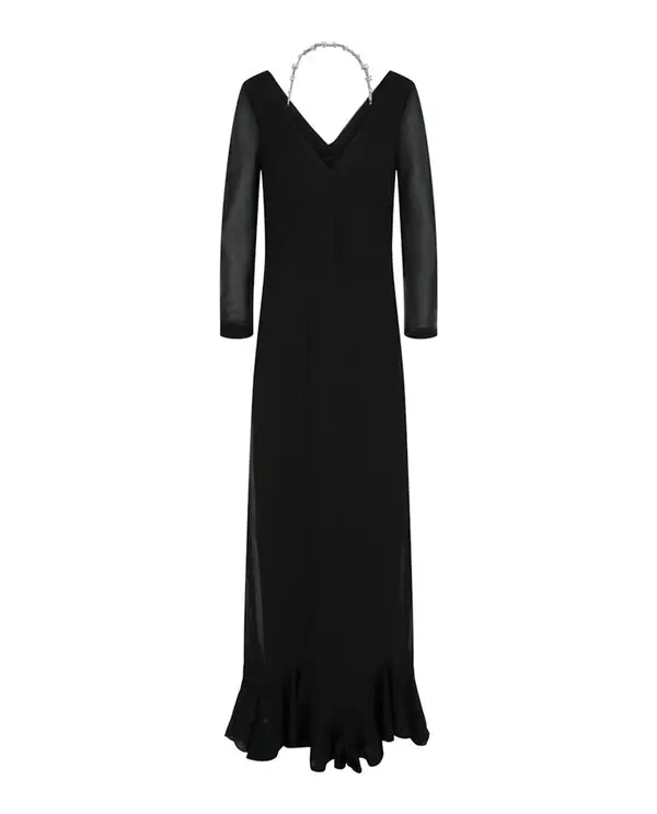 Alexander McQueen Off-the-shoulder Gown With 4g Claw Chain - Black