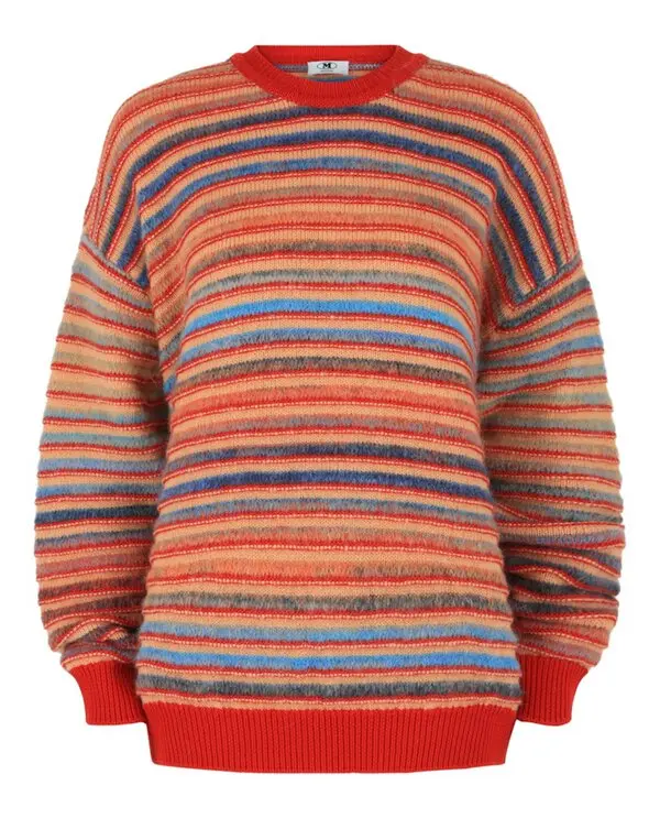 Missoni Oversized Striped Knit Sweater - Blue Beige Red & Orange Stripes