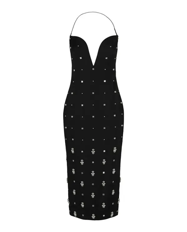 Alexander McQueen 4g Embellished Silk Midi Dress - Black