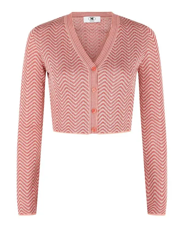 Givenchy Cropped Chevron Patterned Cardigan - Red Tones Stripes