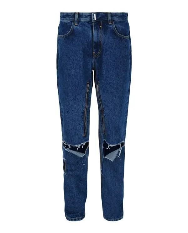 Alexander McQueen Distressed Straight-fit Jeans - Blue Indigo