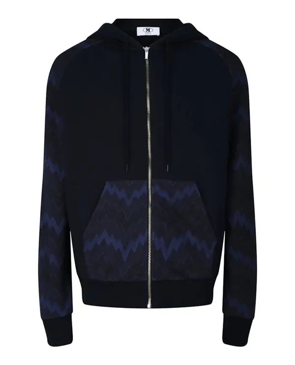 Missoni Zig Zag Pattern Zip Hoodie - Blue Tones