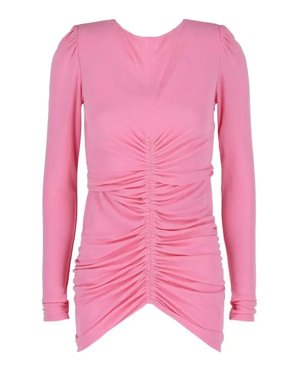 Alexander McQueen Ruched Longsleeve Top - Bubble Gum