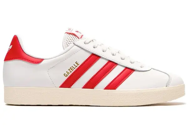 Adidas Gazelle Lace Up Sneakers - Core White/better Scarelet Red/crew White