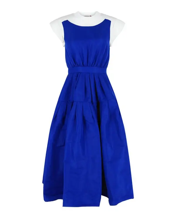 Alexander McQueen A-line Midi Dress - White Electric Blue