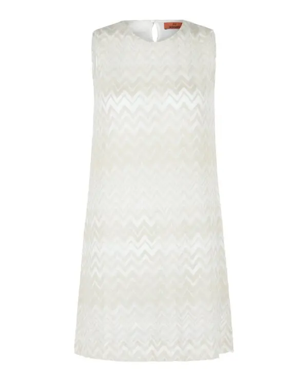 Missoni Metallic Zigzag Print Shift Dress - Gold White