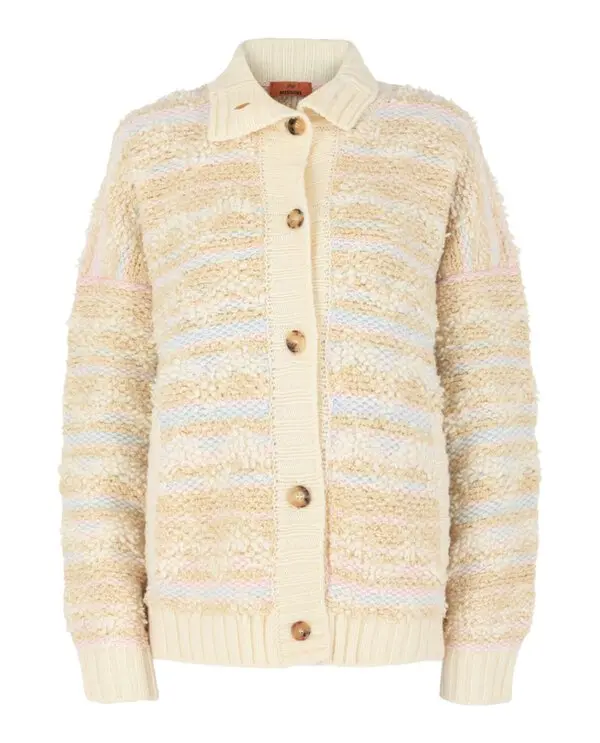 FERRAGAMO Wool-blend Fleece Cardigan - Beige